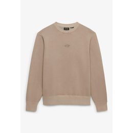 Sweatshirt Superdry "MICRO LOGO CREW", Damen, Gr. XL, light beige, angeraute Sweatware, Obermaterial: 80% Baumwolle, 20% Polyester, unifarben, loose fit normal, Rundhals, Sweatshirts Sweatshirt, mit Micro-Marken-Logo