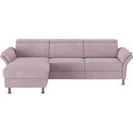 Ecksofa Home Affaire "Calypso L-Form", rosa (altrosa), B:260cm H:85cm T:172cm, 100% Polyester, Sofas, Ecksofa, mit motorischen Funktionen im Sofa und Recamiere