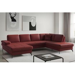 Sit & More Wohnlandschaft SIT & MORE "Morris Jubi, Breite 300 cm", merlot, Sofas, B/H/T: 300cm x 83cm x 202cm, NaturLEDER, Ottomane rechts, Mit Armteilverstellung,mit Armteilverstellung, Wohnlandschaft, mit Armteilfunktion, optional mit Bettfunktion, B:300cm H:83cm T:202cm