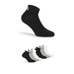 Kurzsocken Fila "UNISEX INVISIBLE PLAIN SOCKS", Damen, Gr. 35-38, schwarz-wei&szlig; (2x schwarz, 2x grau, meliert, 2x wei&szlig;), Baumwolle, Elasthan, Polyester, uni und melange, elastisch, Socken Kurzsocken, Baumwollmischung, Rippenb&uuml;ndchen, flache Zehennaht