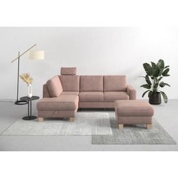 Ecksofa Home Affaire "Summer L-Form", rosa (altrosa), B:236cm H:91cm T:170cm, 95% Polyester, 5% Polyamid, Sofas, Ecksofa, mit Ottomane, wahlweise mit Bettfunktion und Bettkasten, Cord-Bezug