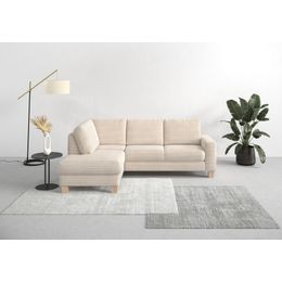 Ecksofa Home Affaire "Summer L-Form", beige (creme), B:236cm H:91cm T:170cm, 100% Polyester, Sofas, Ecksofa, mit Ottomane, wahlweise mit Bettfunktion und Bettkasten, Cord-Bezug