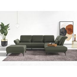Ecksofa Home Affaire "Coco L-Form", gr&uuml;n (olive), B:294cm H:88cm T:242cm, 95% Polyester, 5% Polyamid, Sofas, Ecksofa, Sitztiefen-, Arm- und Kopfteilverstellung, Cord-Bezug, Fu&szlig;h&ouml;he 15 cm