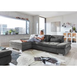 Ecksofa DIE PLANBAR "MP-IN17004 L-Form, Breite 331 cm, wahlweise weitere Funktionen", grau, B:331cm H:84cm T:124cm, 100% Polyester, Sofas, Ecksofa, Federkern-Polsterung, inkl. Sitztiefenverstellung