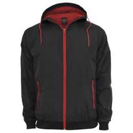 Windbreaker Urban Classics "Urban Classics Herren Contrast Windrunner", Herren, Gr. S, schwarz, rot, 100% Polyamid, mehrfarbig, normal, ohne Ausschnitt, Jacken Windbreaker