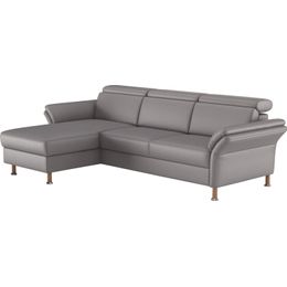 Ecksofa Home Affaire "Calypso L-Form", grau (hellgrau), B:260cm H:85cm T:172cm, 100% Polyester, Sofas, Ecksofa, mit motorischen Funktionen im Sofa und Recamiere