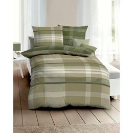 Bettw&auml;sche Kaeppel "Beyond", gr&uuml;n (khaki), B/L: 200cm x 200cm, 1 Stk., 2 Stk., Feinbiber, B/L: 80cm x 80cm & 80cm x 80cm, 3 Stk., Feinbiber, Obermaterial: 100% Baumwolle, Bettw&auml;sche, Bettw&auml;sche, mit Karomuster