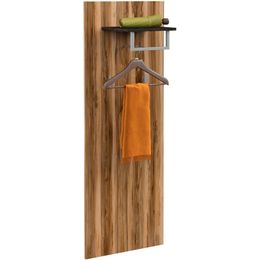 Garderobenpaneel OTTO HOME "Larona", braun (satinnussbaumfarben, schwarzwood), B:50cm H:140cm T:29,5cm, Dekorfolie, Holzwerkstoff, Kunststoff, Metall, Garderobenpaneele, Garderobenpaneel, H&ouml;he 140 cm