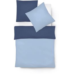 Wendebettw&auml;sche Fleuresse "Lech W 4158", blau (hellblau, marine), B/L: 240cm x 220cm, 1 Stk., 2 Stk., Flanell, B/L: 80cm x 80cm & 80cm x 80cm, 3 Stk., Flanell, Obermaterial: 100% Baumwolle, Bettw&auml;sche, Wendebettw&auml;sche, Edelflanell, Baumwolle, in Gr. 135x200, 155x220, 200x200cm