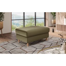 Polsterhocker Home Affaire "Calypso", gr&uuml;n (olive), B:100cm H:48cm T:65cm, 100%Polyester, Hocker, Polsterhocker, Holzfuesse mit Metallteller