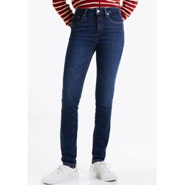Skinny-fit-Jeans Tommy Hilfiger "HERITAGE COMO SKINNY RW", Damen, Gr. 24, L&auml;nge 32, blau (nos dunkelblau), Denim/Jeans, Obermaterial: 95% Baumwolle, 4% Elastomultiester, 1% Elasthan, unifarben, figurbetont lang, Jeans Skinny-fit-Jeans, mit Tommy Hilfiger Logo-Badge, 5-Pocket-Stil