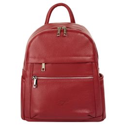 Cityrucksack Samantha Look, Gr. B/H/T: 24cm x 30cm x 9cm, onesize, rot, Leder, Rindsleder, Rucks&auml;cke Cityrucksack, echt Leder, Made in Italy