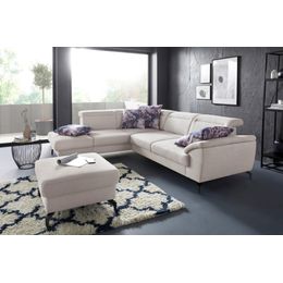 Sit & More Ecksofa SIT & MORE "Percy L-Form", beige (creme), B:270cm H:77cm T:235cm, Sofas, Ecksofa, 12 cm Fu&szlig;h&ouml;he, Sitztiefenverstellung, wahlweise in 2 Fu&szlig;farben