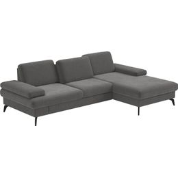 Sit & More Ecksofa SIT & MORE "Morris L-Form, inkl. Sitztiefenverstellung", grau (stone), B:275cm H:82cm T:171cm, 100% Polyester, Sofas, Ecksofa, wahlweise mit Armteilverstellung, Bettfunktion & Bettkasten