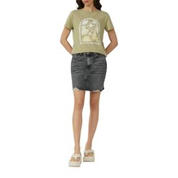 T-Shirt QS, Damen, Gr. L, gr&uuml;n (khaki), Obermaterial: 100% Baumwolle, bedruckt, regular fit taillenbedeckt, Rundhals, Shirts T-Shirt, mit Print