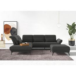 Ecksofa Home Affaire "Coco L-Form", grau (anthrazit), B:294cm H:88cm T:242cm, 95% Polyester, 5% Polyamid, Sofas, Ecksofa, Sitztiefen-, Arm- und Kopfteilverstellung, Cord-Bezug, Fu&szlig;h&ouml;he 15 cm