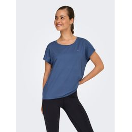 Trainingsshirt Only Play "ONPAUBREE SS LOOSE TRAIN TEE - NOOS", Damen, Gr. XL, coastal fjord, Jersey, Obermaterial: 88% Polyester, 12% Elasthan, unifarben, relaxed fit normal, Rundhals, Shirts Trainingsshirt