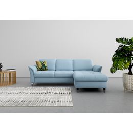 Sit & More Ecksofa SIT & MORE "Maggiore L-Form", blau (hellblau), B:258cm H:88cm T:173cm, 98% Polyester, 2% Polyamid, Sofas, Ecksofa, wahlweise mit Kopfteilverstellung, Bettfunktion und Bettkasten