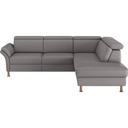Ecksofa Home Affaire "Calypso L-Form", grau (hellgrau), B:259cm H:85cm T:227cm, 100% Polyester, Sofas, Ecksofa, mit Relaxfunktion motorisch im Sofa 2,5- Sitzer