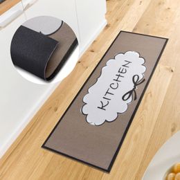 K&uuml;chenl&auml;ufer Hanse Home "Kitchen Cloud", braun (braun,wei&szlig;,schwarz), B:50cm H:3mm L:150cm, Polyester, Teppiche, K&uuml;chenl&auml;ufer, L&auml;ufer, Rutschfest, K&uuml;chenteppich, K&uuml;che, Teppich, Pflegeleicht
