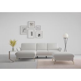 Sit & More Ecksofa SIT & MORE "Fashion L-Form", grau (hellgrau), B:253cm H:84cm T:165cm, Sofas, Ecksofa, wahlweise mit Kopfteilverstellung, Vorziehsitz, motorisch, Nickelf&uuml;&szlig;e