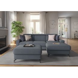 Sit & More Ecksofa SIT & MORE "Scarlett L-Form", blau (blaugrau), B:258cm T:172cm, Sofas, Ecksofa, inklusive Kopfteilverstellung, wahlweise mit Bettfunktion, Bettkasten