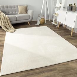 Teppich Paco Home "Sevilla 521", beige (creme), B:120cm H:16mm L:160cm, Polyester, Teppiche, Teppich, Kurzflor, Uni Farben, weich & kuschelig, Hoch-Tief Effekt, Wohnzimmer