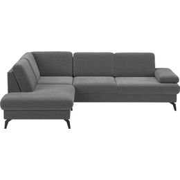 Sit & More Ecksofa SIT & MORE "Morris L-Form, inkl. Sitztiefenverstellung", grau (stone), B:262cm H:82cm T:212cm, 100% Polyester, Sofas, Ecksofa, wahlweise mit Armteilverstellung, Bettfunktion & Bettkasten