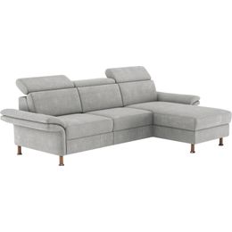 Ecksofa Home Affaire "Calypso L-Form", grau (hellgrau), B:260cm H:85cm T:172cm, 100% Polyester, Sofas, Ecksofa, mit motorischen Funktionen im Sofa und Recamiere