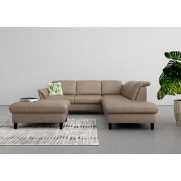 Sit & More Ecksofa SIT & MORE "Maggiore L-Form", grau (taupe), B:261cm H:88cm T:224cm, 100% Polyester, Sofas, Ecksofa, wahlweise mit Kopfteilverstellung, Bettfunktion und Stauraum
