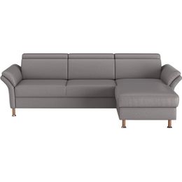 Ecksofa Home Affaire "Calypso L-Form", grau (hellgrau), B:260cm H:85cm T:172cm, 100% Polyester, Sofas, Ecksofa, mit motorischen Funktionen im Sofa und Recamiere