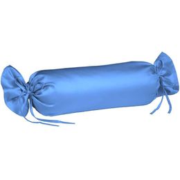 Nackenrollenbezug Fleuresse "Colours", blau (mittelblau), B:15cm L:40cm, Mako-Satin, Obermaterial: 100% Baumwolle, Kissenbez&uuml;ge, Mako Satin, gl&auml;nzend, glatt, Premium Qualit&auml;t