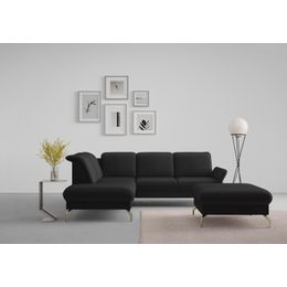 Sit & More Ecksofa SIT & MORE "Fashion L-Form", schwarz, B:250cm H:84cm T:207cm, Sofas, Ecksofa, wahlweise mit Kopfteilverstellung, Vorziehsitz, motorisch, Nickelf&uuml;&szlig;e