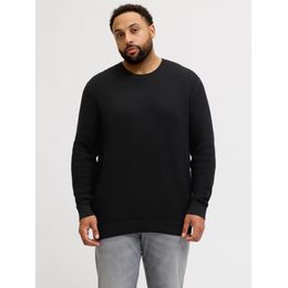 Jack & Jones PlusSize Strickpullover "JPRBLUBARKLEY KNIT CREW NECK PLS", Damen, Gr. 4XL, schwarz detail:solid, Strick, Obermaterial: 100% Baumwolle, JACK & JONES PLUSSIZE, unifarben, normal, Rundhals, Pullover Strickpullover