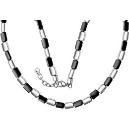 Edelstahlkette Firetti "Schmuck Geschenk Halsschmuck Halskette", schwarz (edelstahlfarben, schwarz), Halsketten, Damen, Edelstahl, L: 48 B: 6mm, Edelstahlkette, mit H&auml;matit, B:6mm