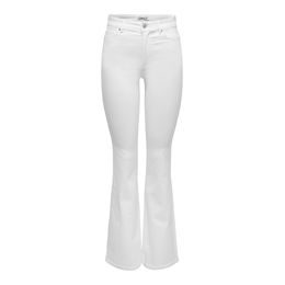 Bootcut-Jeans Only "ONLWAUW HW FLARED WHITE DNM PIM221", Damen, Gr. L, L&auml;nge 32, wei&szlig; denim, Denim/Jeans, Obermaterial: 82% Baumwolle, 16% Polyester, 2% Elasthan, unifarben, lang, Jeans Bootcut-Jeans
