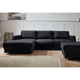 Ecksofa OTTO HOME "Hobro L-Form", schwarz, B:264cm H:80cm T:175cm, Luxus-Microfaser Lederoptik (100% Polyester);Struktur grob (100% Polyester);Samtoptik (100% Polyester), Sofas, Ecksofa, in 3 Bezugsqualit&auml;ten in vielen Farben, Design by Morten Georgsen