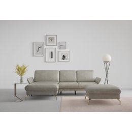 Sit & More Ecksofa SIT & MORE "Fashion L-Form", grau (hellgrau), B:253cm H:84cm T:165cm, Sofas, Ecksofa, wahlweise mit Kopfteilverstellung, Vorziehsitz, motorisch, Nickelf&uuml;&szlig;e