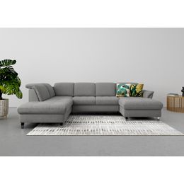 Sit & More Wohnlandschaft SIT & MORE "Maggiore U-Form", grau, B:312cm H:88cm T:224cm, 98% Polyester, 2% Polyamid, Sofas, Wohnlandschaft, wahlweise mit Kopfteilverstellung, Bettfunktion und Stauraum
