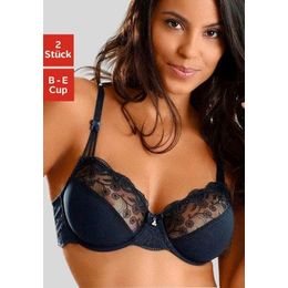 B&uuml;gel-BH Nuance, Damen, Gr. 80, Cup E, blau (marine, wei&szlig;), Spitze, Obermaterial: 68% Polyamid, 25% Polyester, 7% Elasthan, BHs B&uuml;gel-BH, mit sch&ouml;ner Stickereispitze, Dessous