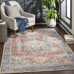 Teppich LIVABLISS "RODAS", rot, B:200cm H:2mm L:275cm, Kunstfaser, Polyester, Teppiche, Teppich, Maschinenwaschbar, Vintage Kurzflor Wohnzimmerteppich, Schlafzimmer
