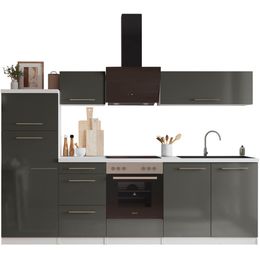 K&uuml;che respekta "Amanda", grau (k&uuml;che: grau, front: grau, korpus: wei&szlig;, arbeitsplatte: wei&szlig;), B:270cm H:200cm T:60cm, Komplettk&uuml;chen-Sets, Breite 270 cm, mit Soft-Close, exklusiver Konfiguration f&uuml;r OTTO