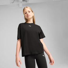 T-Shirt Puma "ESS BOXY TEE G", M&auml;dchen, Gr. 140, schwarz (Puma schwarz), Jersey, Obermaterial: 100% Baumwolle, unifarben, relaxed fit normal, Rundhals, Shirts T-Shirt, kastenf&ouml;rmiger Schnitt, Kurzarm, relaxed fit