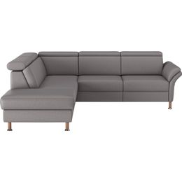 Ecksofa Home Affaire "Calypso L-Form", grau (hellgrau), B:259cm H:85cm T:227cm, 100% Polyester, Sofas, Ecksofa, mit Relaxfunktion motorisch im Sofa 2,5- Sitzer