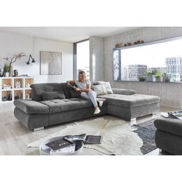 Ecksofa DIE PLANBAR "MP-IN17004 L-Form, Breite 331 cm, wahlweise mit Funtkionen", grau, B:331cm H:84cm T:124cm, 100% Polyester, Sofas, Ecksofa, Kaltschaum-Polsterung, inkl. Sitztiefenverstellung