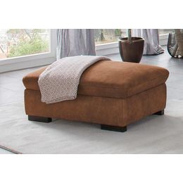 Stauraumhocker Home Affaire "Alberto", braun (cognac), B:101cm H:43cm T:68cm, 100% Polyester;Microfaser in Antiklederoptik (100% Polyester);Luxus-Microfaser Vintageoptik (100% Polyester);Luxus-Microfaser weich (90%Polyester 10%Polyamid), Hocker, gross, mit Stauraum