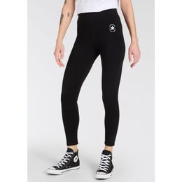 Trainingstights Converse "CHUCK PATCH HIGH RISE - f&uuml;r M&auml;dchen", Jungen, Gr. 122 (S), N-Gr, schwarz, Jersey, Obermaterial: 88% Polyester, 12% Elasthan, Hosen, f&uuml;r Kinder