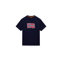 T-Shirt Napapijri, Herren, Gr. S, blu marine, Obermaterial: 100% Baumwolle, normal, Rundhals, Shirts T-Shirt