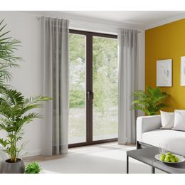 Gardine HOMING "Oskar" Gr. 1, grau, B:140cm H:245cm, Polyester, Gardinen, Gardine, Fertigschal