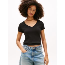 Kurzarmshirt Tommy Jeans "TJW 3PACK V-NECK TEE", Damen, Gr. XL (42), schwarz, ecru, schwarz night navy, Single Jersey, Obermaterial: 100% Baumwolle, unifarben, regular fit taillenbedeckt, V-Ausschnitt, Shirts Kurzarmshirt, mit V-Ausschnitt, Logostickerei